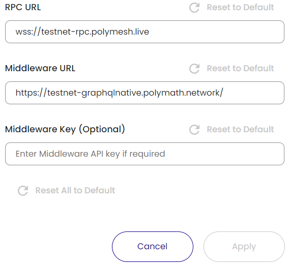 Polymesh Portal - Settings Page – Polymesh